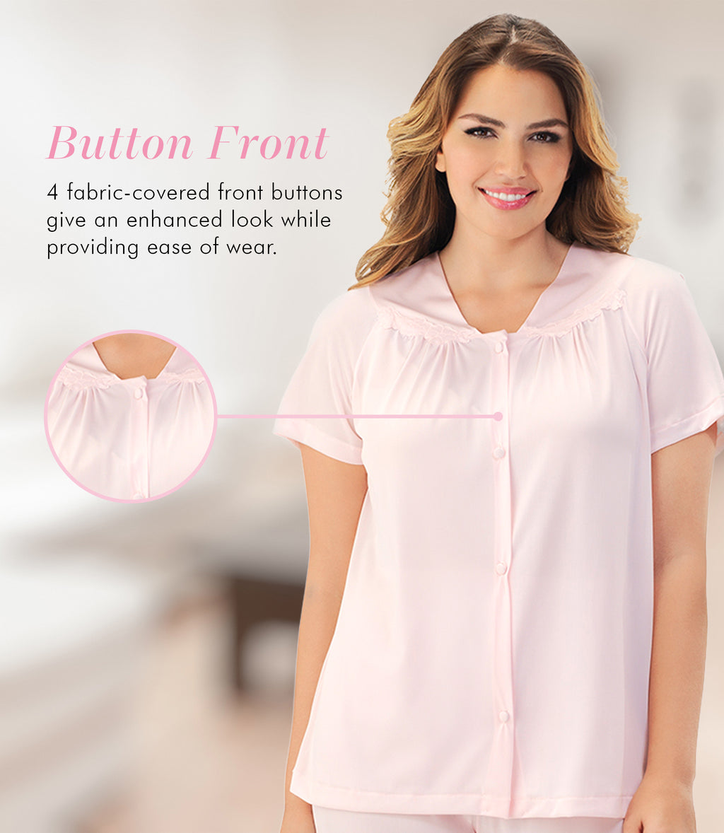 Nylon Tricot Short Sleeve Matching Pajama Set – Exquisite Form