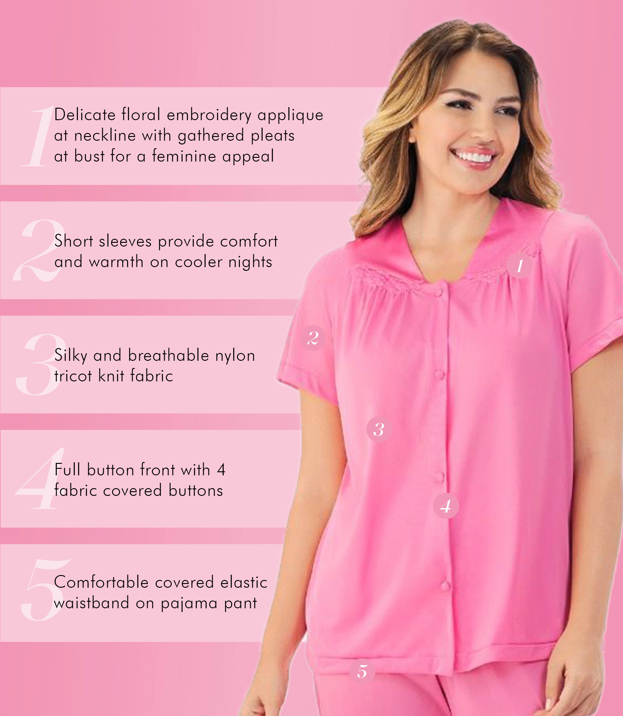 Nylon Tricot Short Sleeve Matching Pajama Set – Exquisite Form