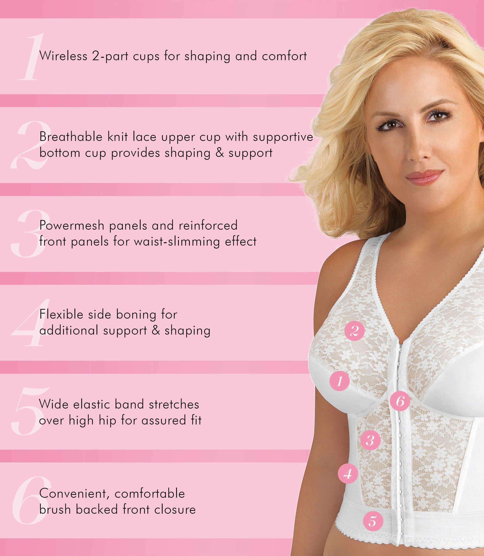 Fully® Slimming Wireless Back & Posture Support Longline Bra with Fron ...
