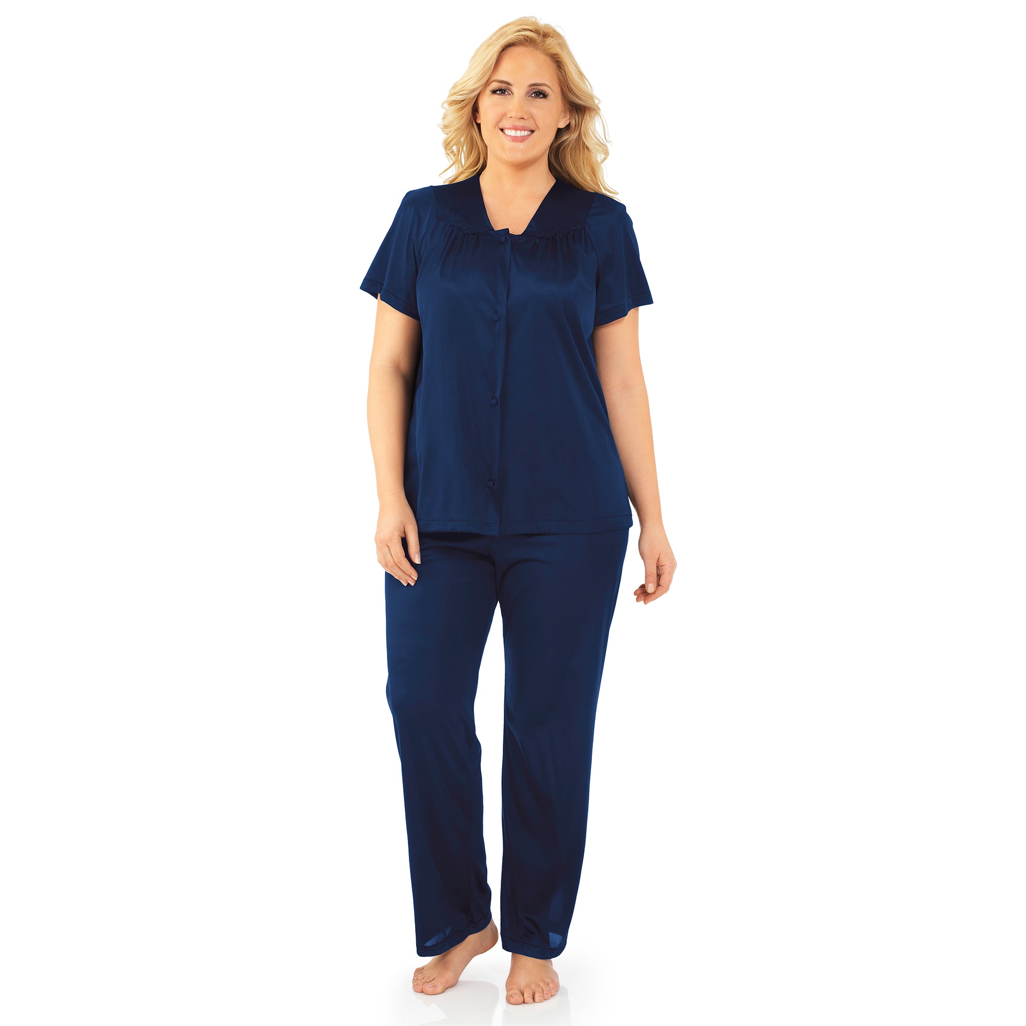 Nylon Tricot Short Sleeve Matching Pajama Set – Exquisite Form